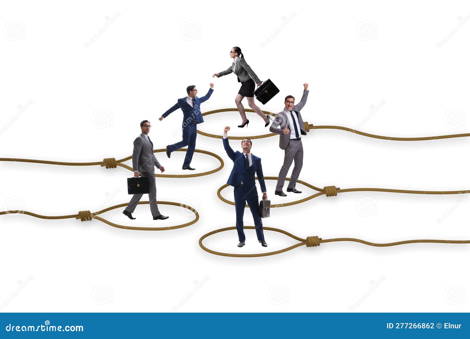 Business People Trapped by a Rope Stock Photo - Image of holding, fear ...