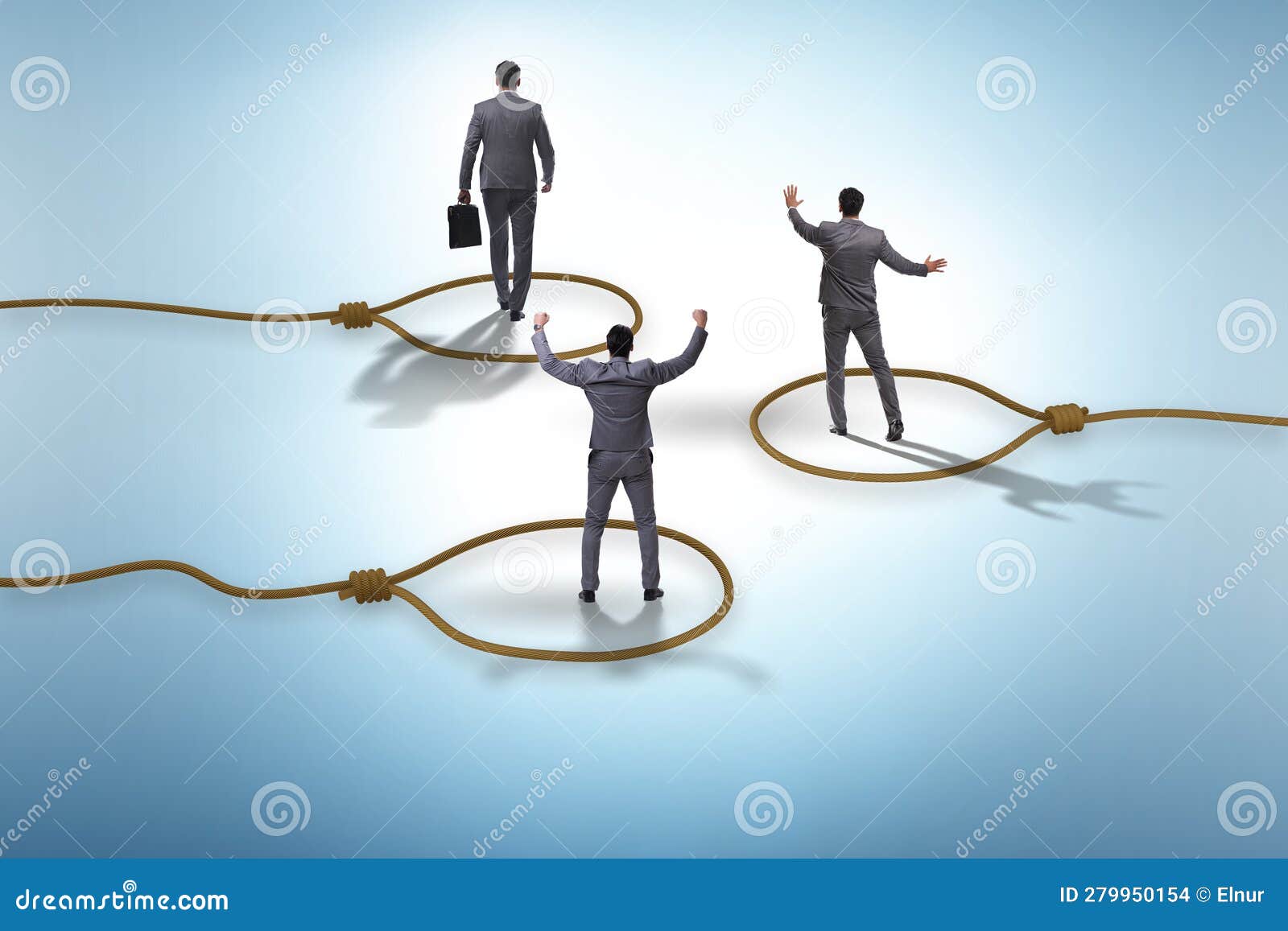 Business People Trapped by a Rope Stock Illustration - Illustration of ...