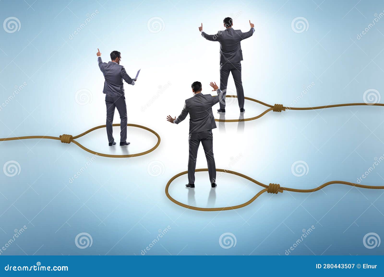 Business People Trapped by a Rope Stock Image - Image of control ...