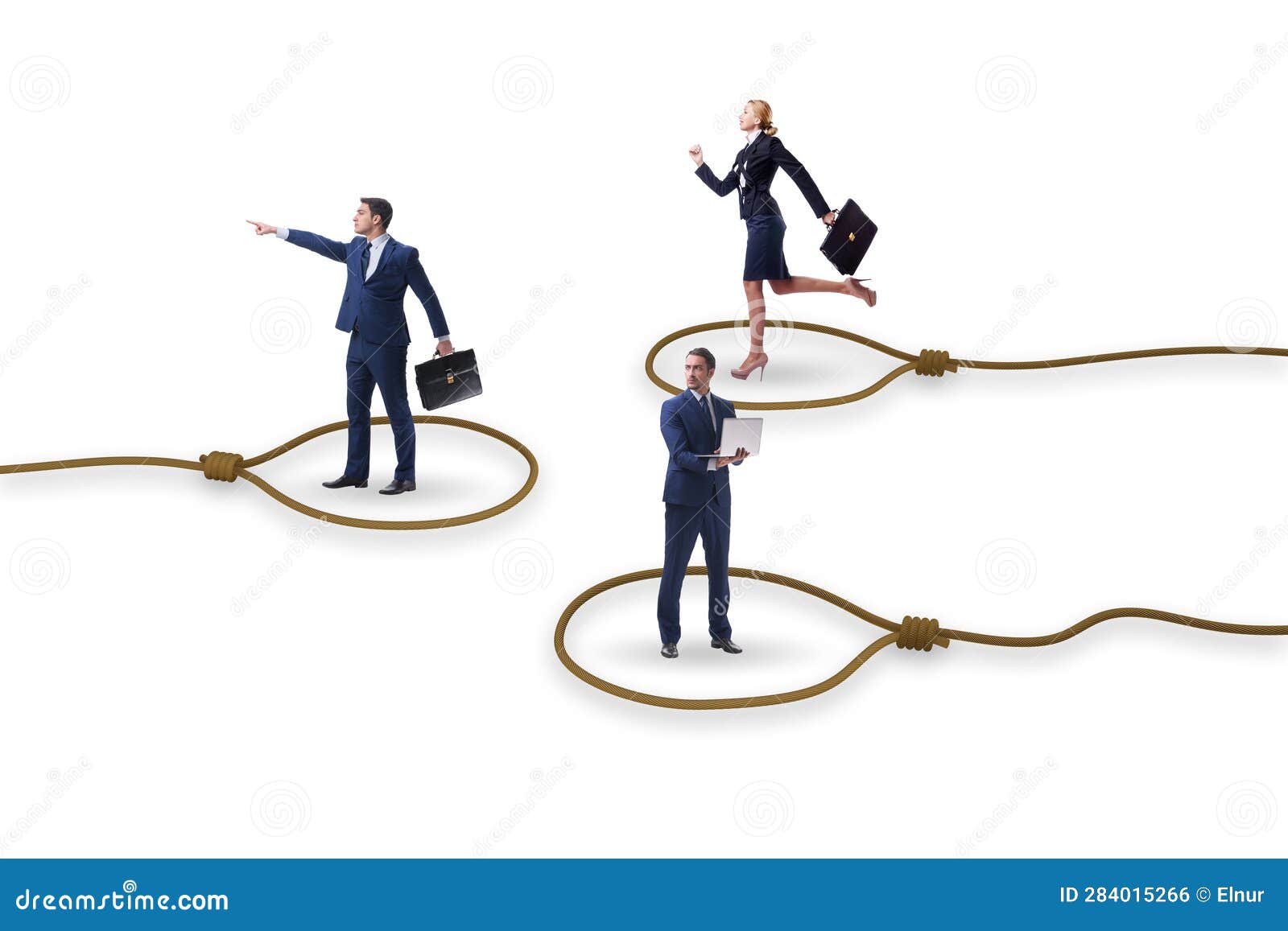 Business People Trapped by a Rope Stock Photo - Image of trouble, slave ...