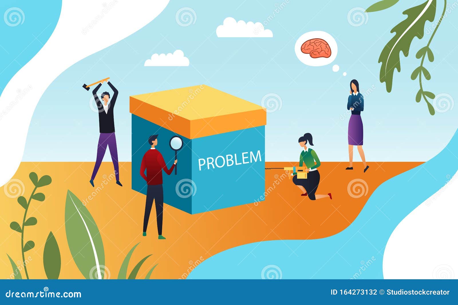 Business People Try To Discuss and Solve Business Problems. Flat Style ...