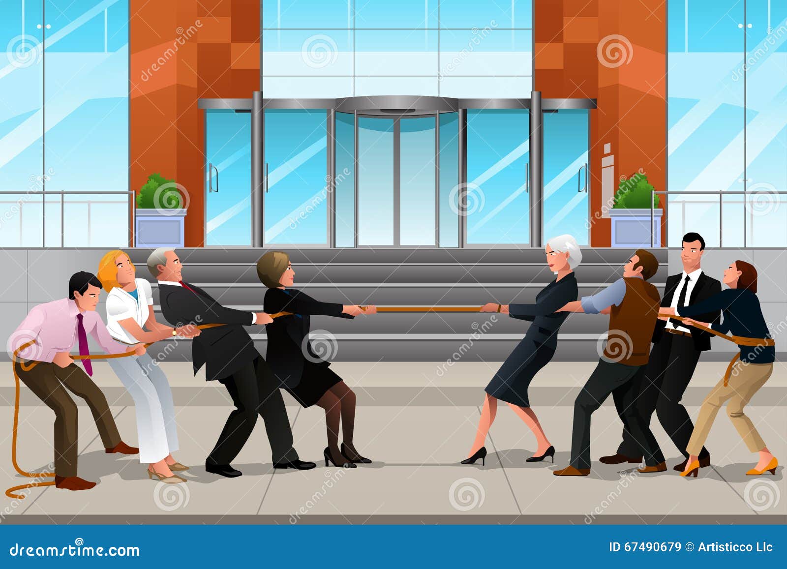 Business People in a Tug of War Stock Vector - Illustration of teamwork ...