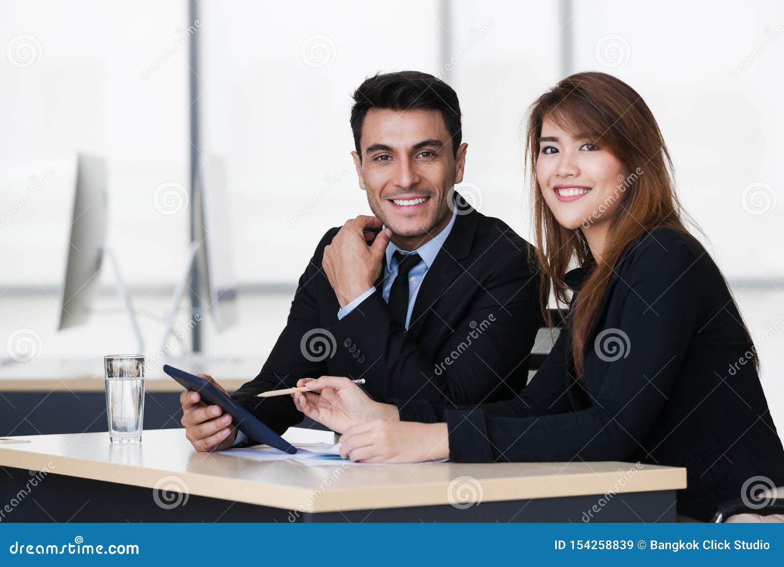 Business People Use Tablet Computer Stock Image - Image of internet ...