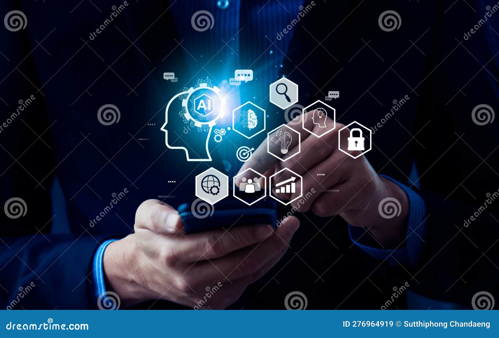 Business People Using Artificial Intelligence AI, Search for ...