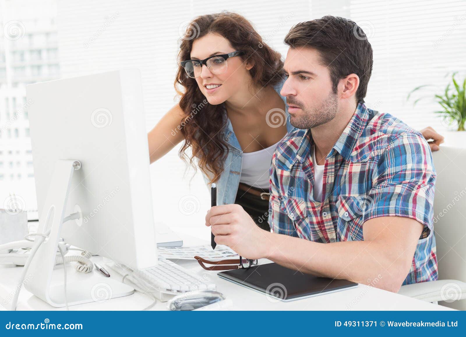 Business People Using Computer and Digitizer Stock Image - Image of ...