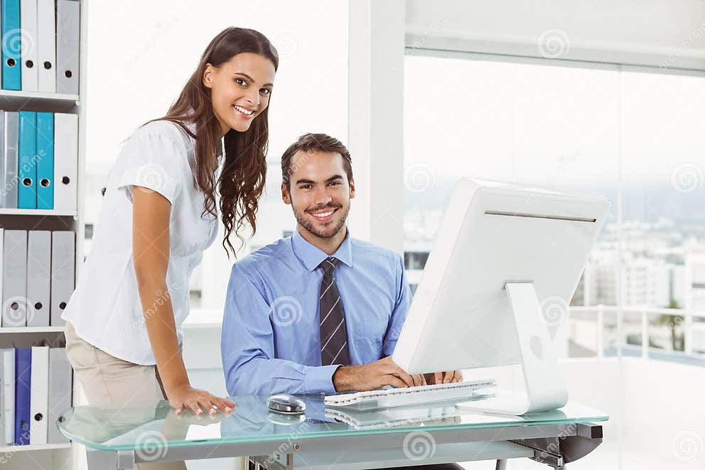 Business People Using Computer in Office Stock Photo - Image of ...