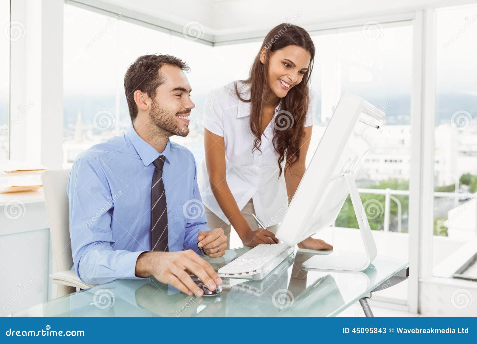 Business People Using Computer in Office Stock Image - Image of ...