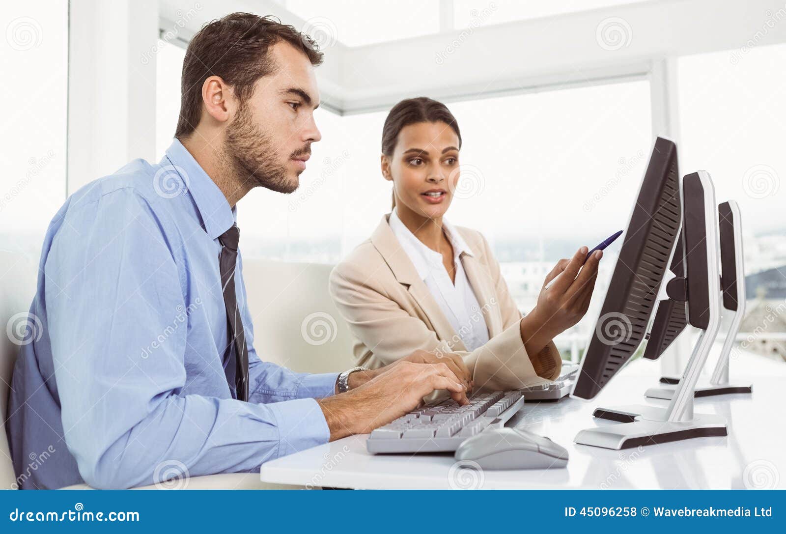 Business People Using Computer in Office Stock Photo - Image of indoors ...