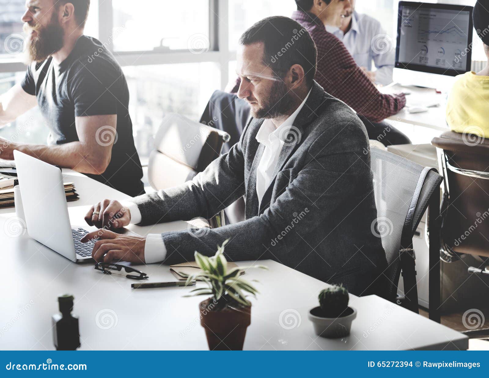 Business People Using Computer Working Concept Stock Photo - Image of ...