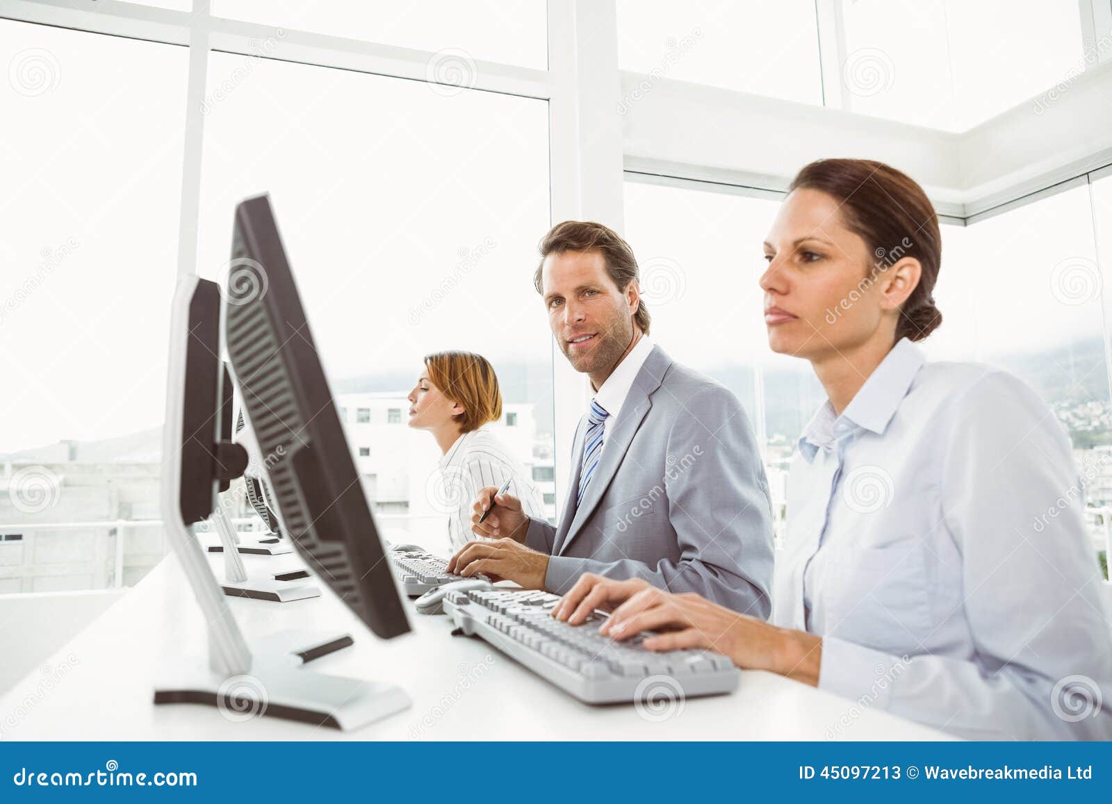 Business People Using Computers in Office Stock Image - Image of office ...