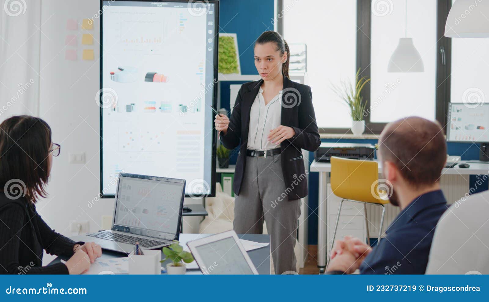 Business People Using Data Charts at Meeting for Project Stock Image ...