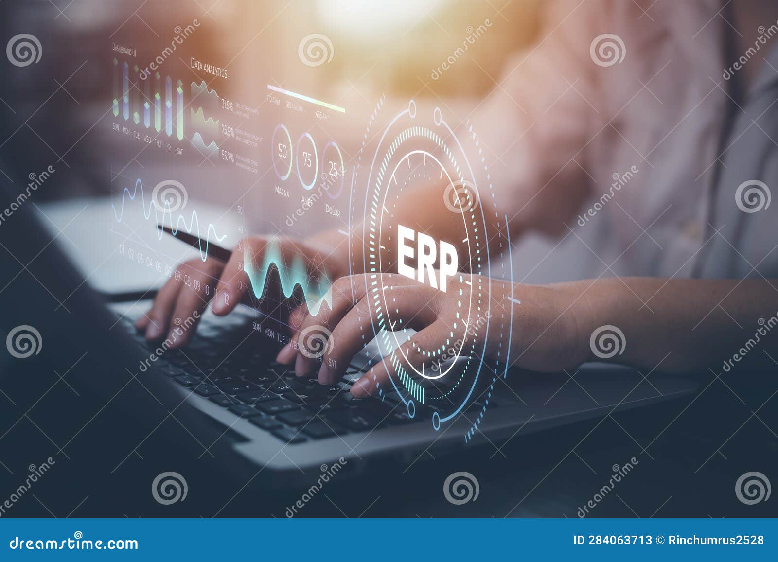 Business People Using a Laptop with Document Management for ERP ...