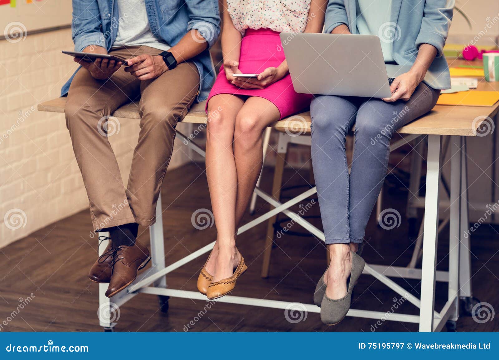 Business People Using Laptop, Mobile Phone and Digital Tablet Stock ...