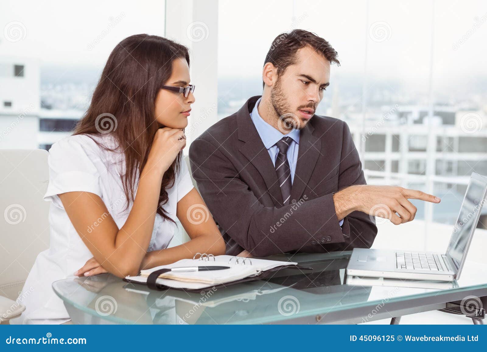 Business People Using Laptop in Office Stock Image - Image of front ...