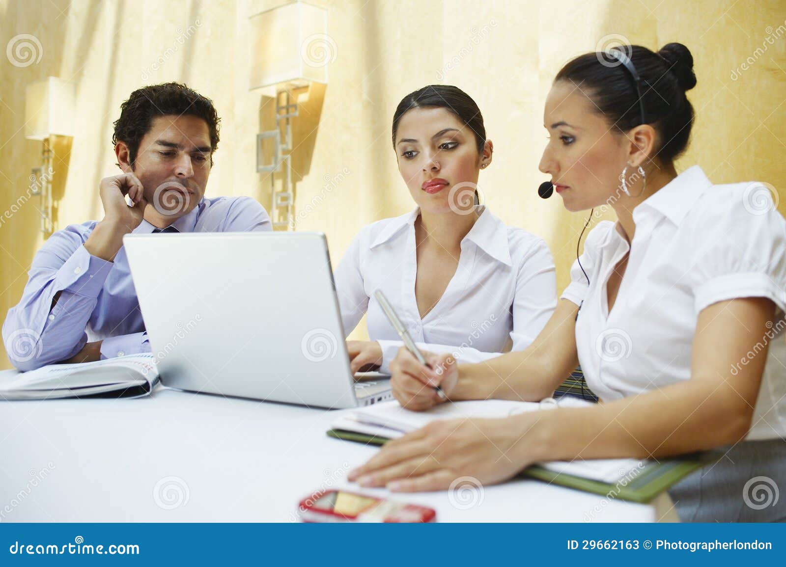Business People Using Laptop Together Stock Image - Image of horizontal ...