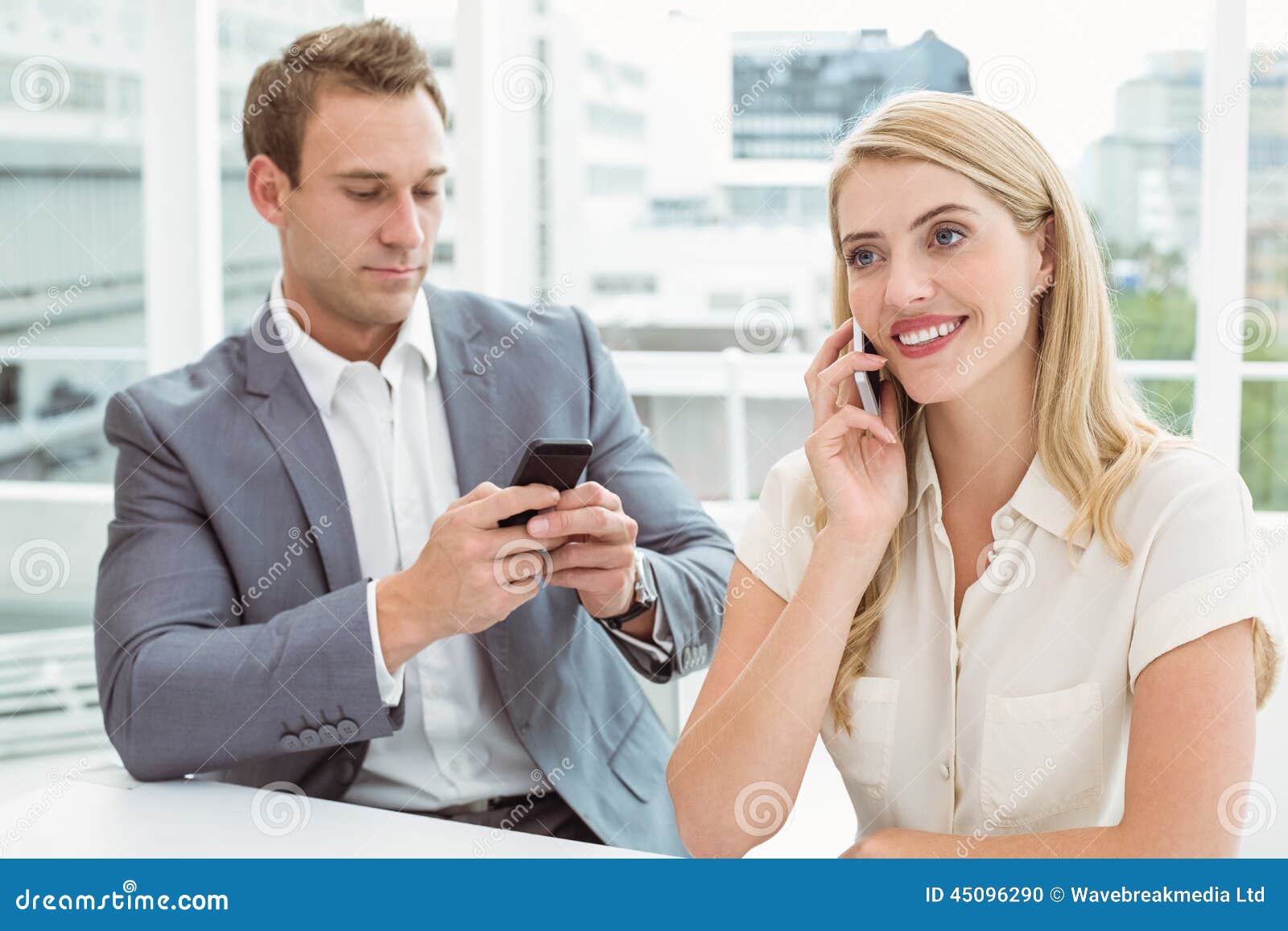 Business People Using Mobile Phones Stock Photo - Image of view ...