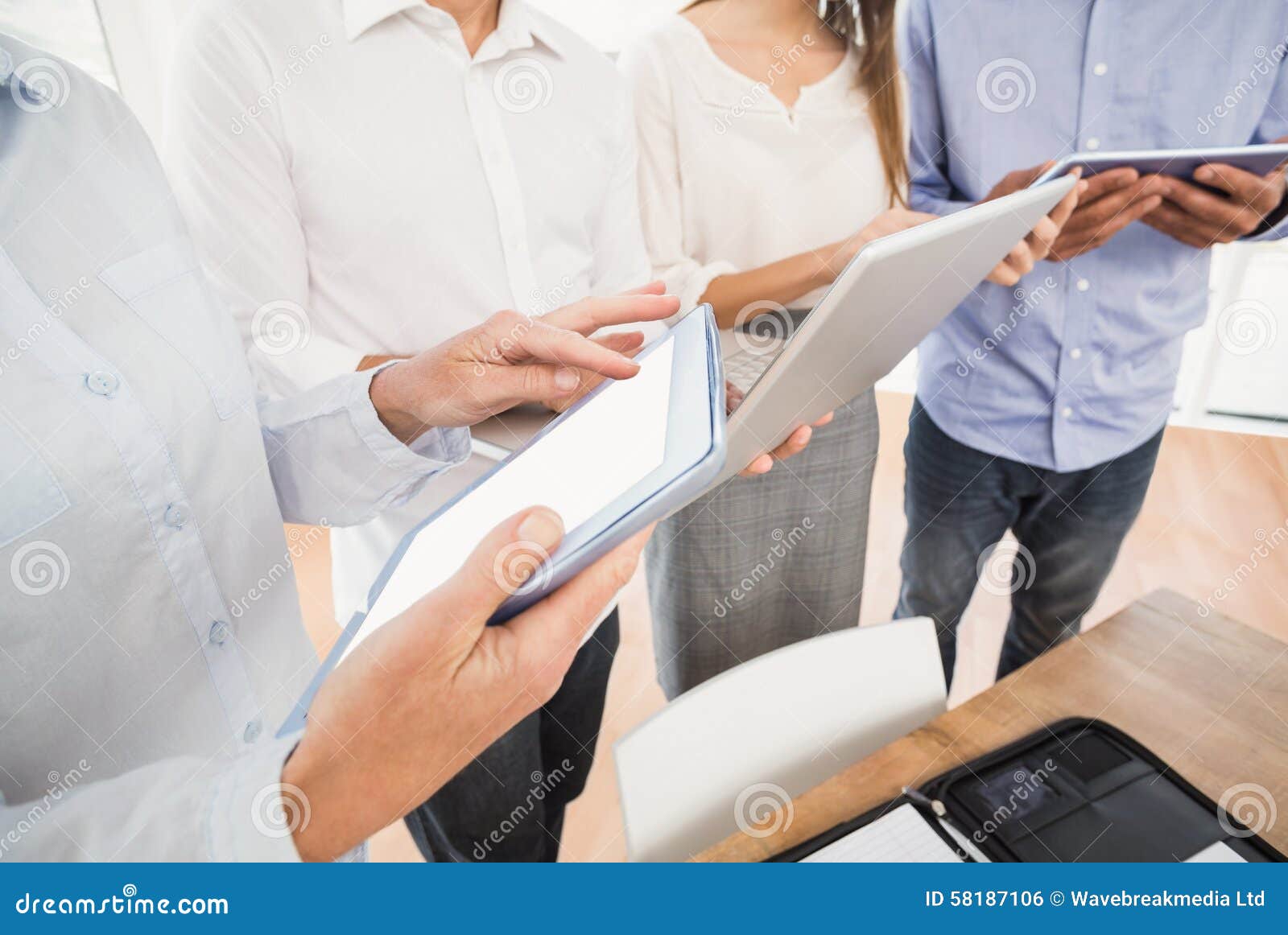 Business People Using Several Electronic Devices Stock Photo - Image of ...