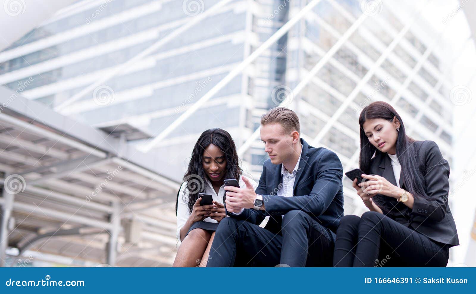 Business People Using Smart Phone in Urban City. Stock Image - Image of ...