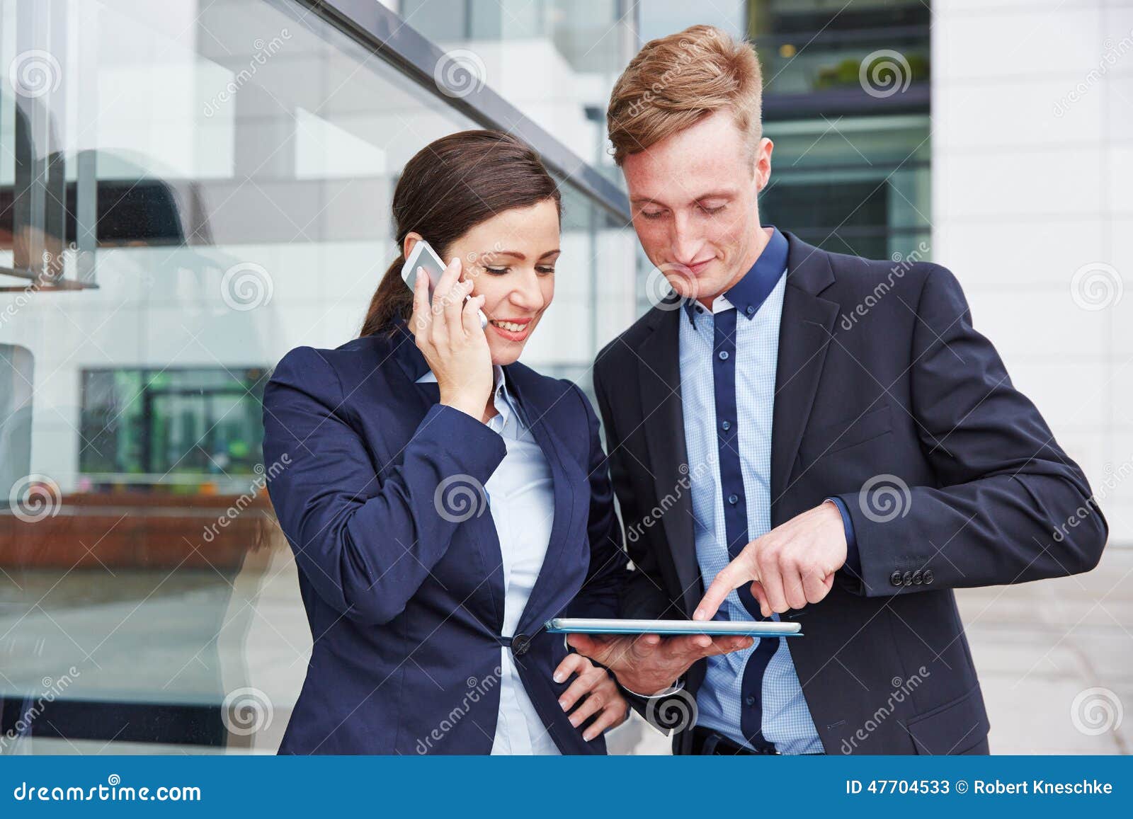 Business People Using Smartphone and Tablet Computer Stock Image ...