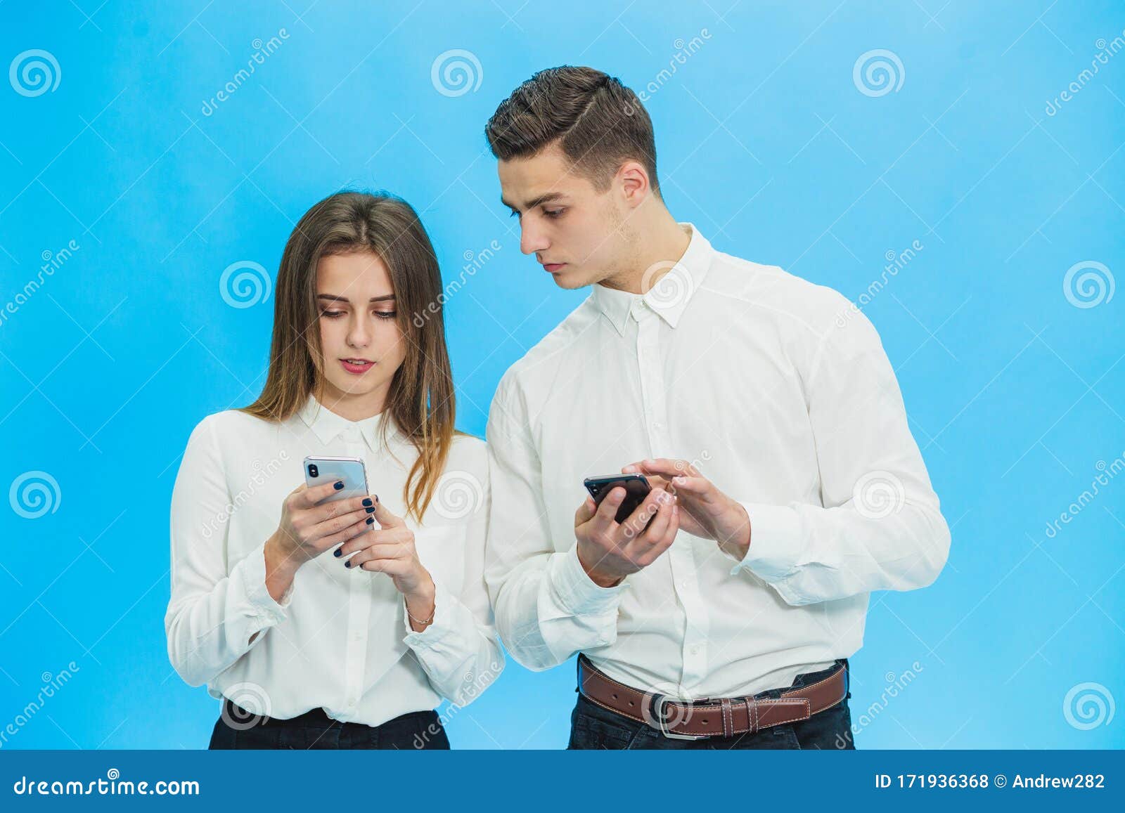 Business People Using Smartphones, Completing Some Work Tasks Against ...