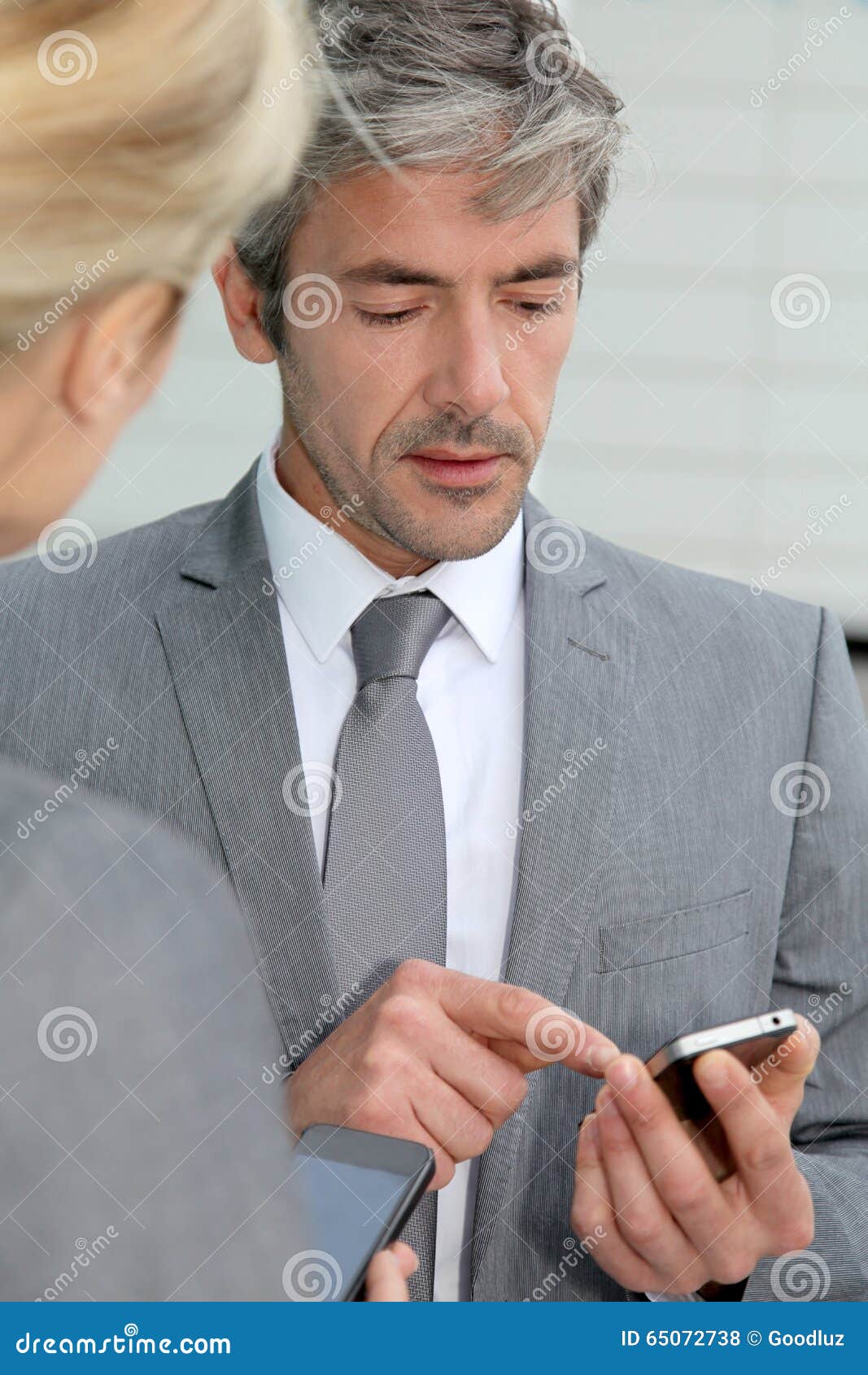 Business People Using Smartphones Stock Photo - Image of bank, mature ...