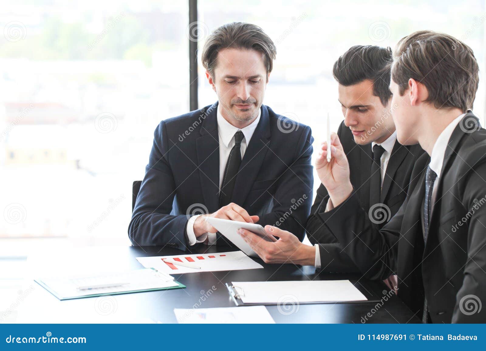 Business People Using Tablet Stock Image - Image of coworker, graph ...