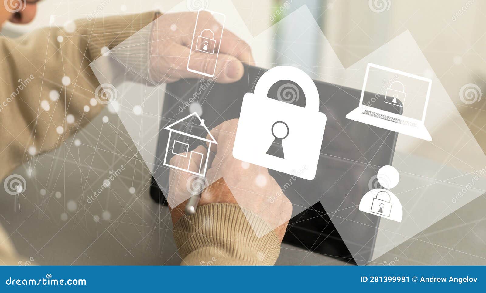 Business People Using Tablet Pc With Virtual Screen Login To Personal