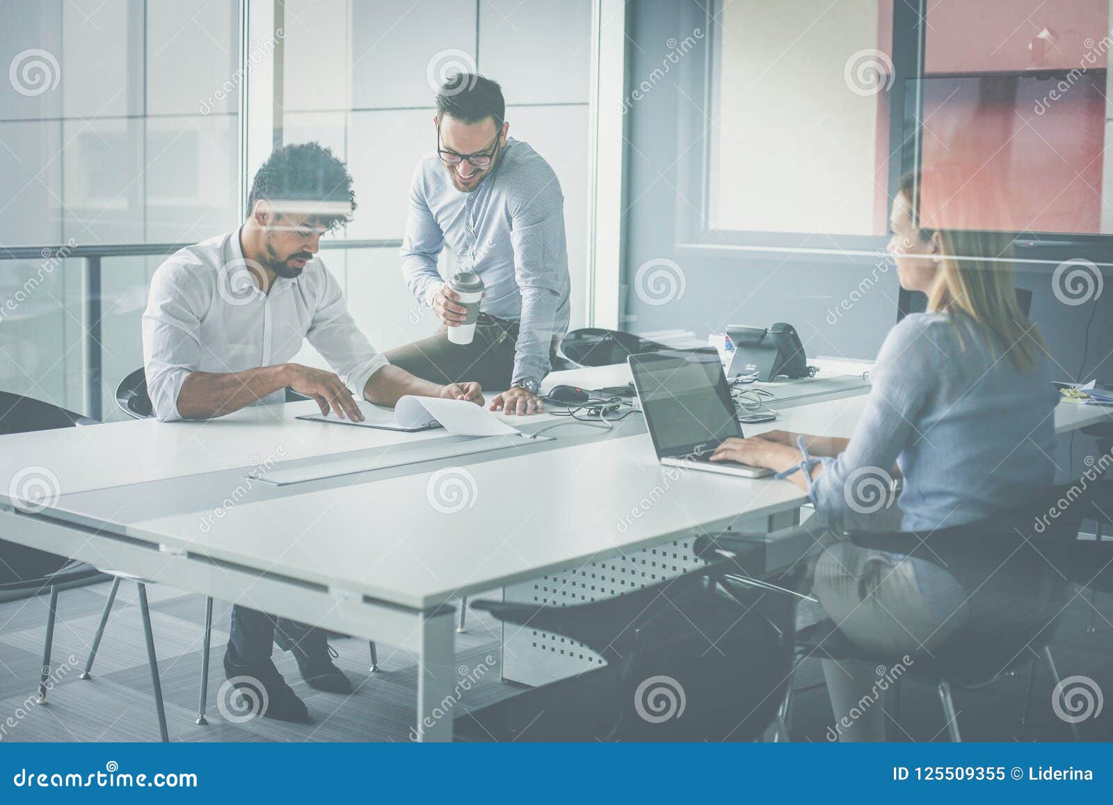 Business People at the Office. Teamwork. Stock Image - Image of ...