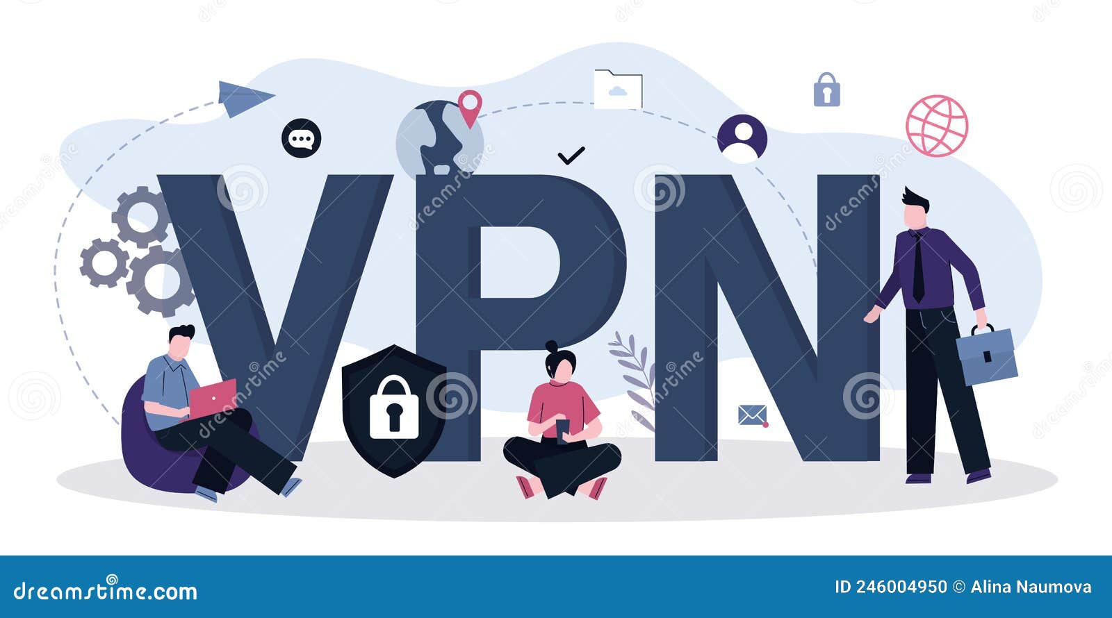 Business People Using VPN To Protect Personal Data. Virtual Private ...