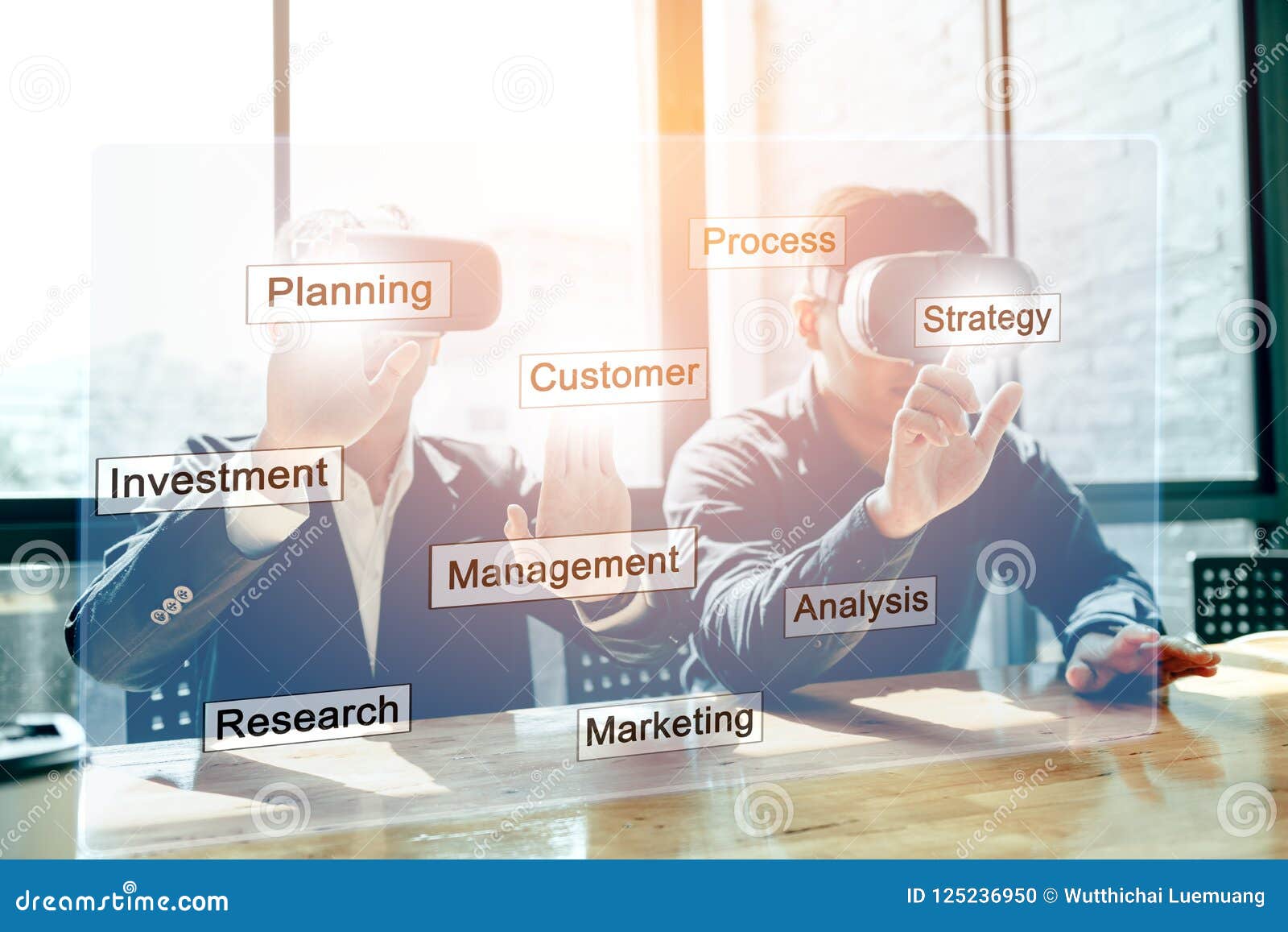 Business People are Using VR Technology Presentation in Boardroom ...