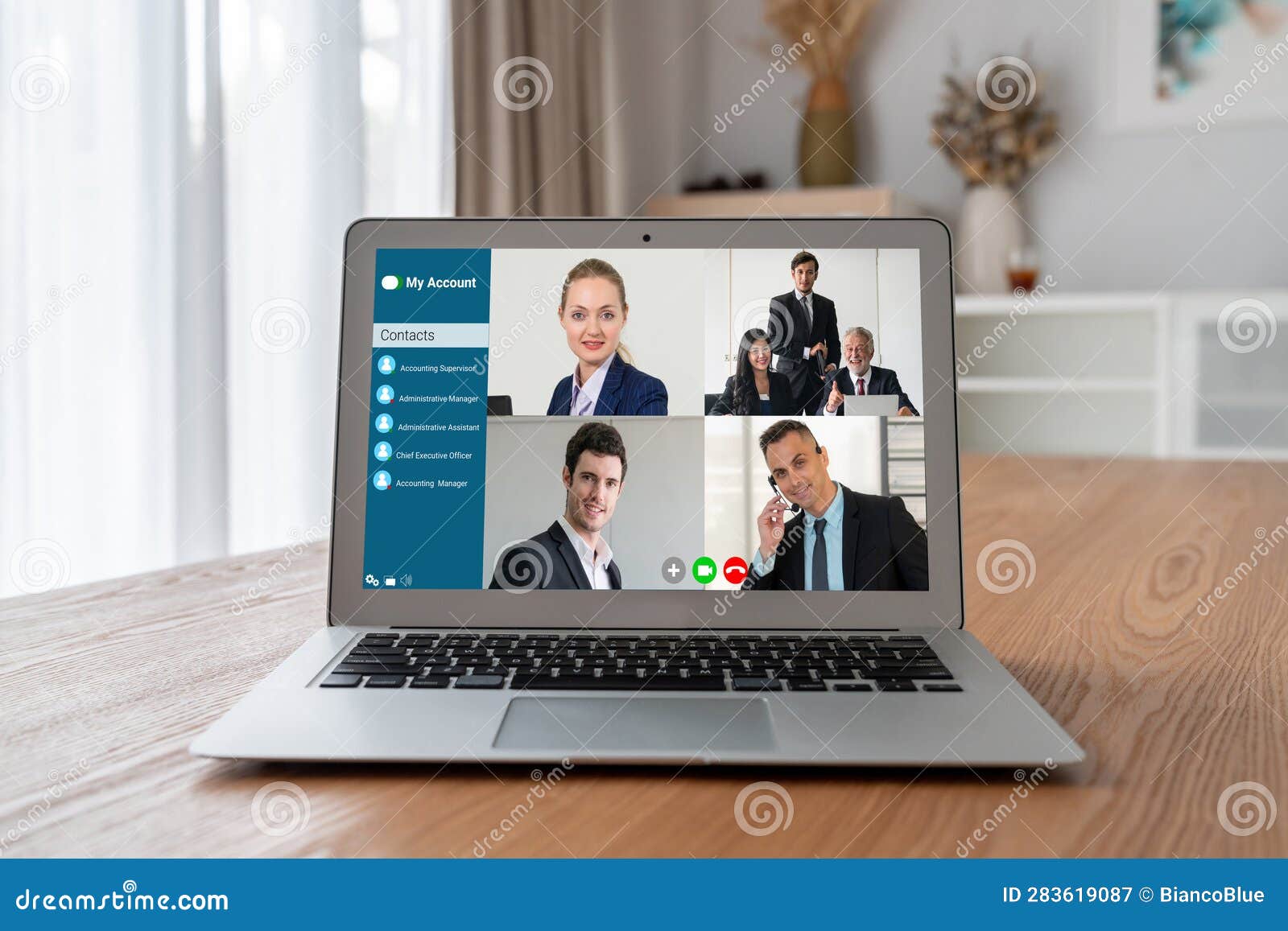 Business People on Video Conference for Modish Virtual Group Meeting ...