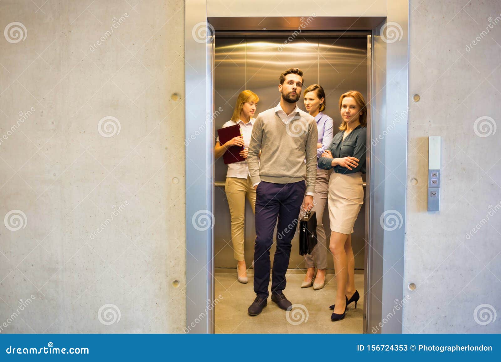 Business People Waiting for Elevator Stock Image - Image of coffee ...