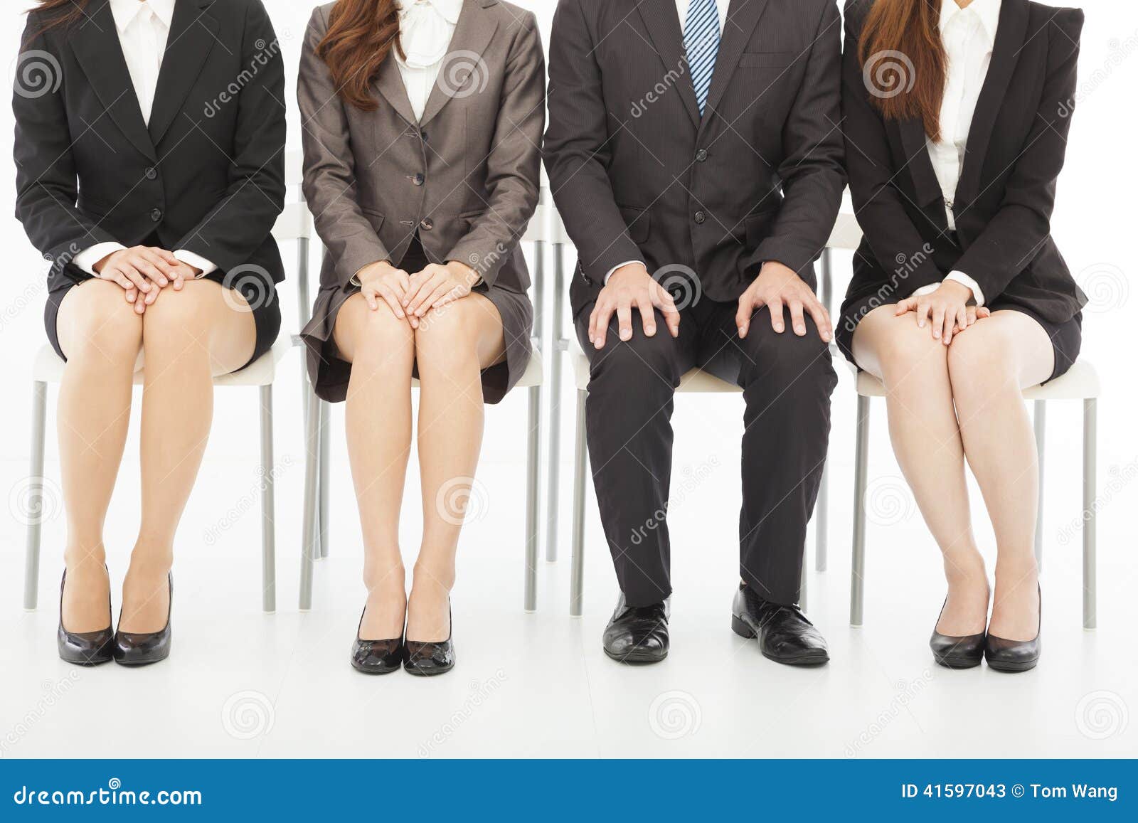 Business People Waiting for Job Interview Over White Stock Image ...