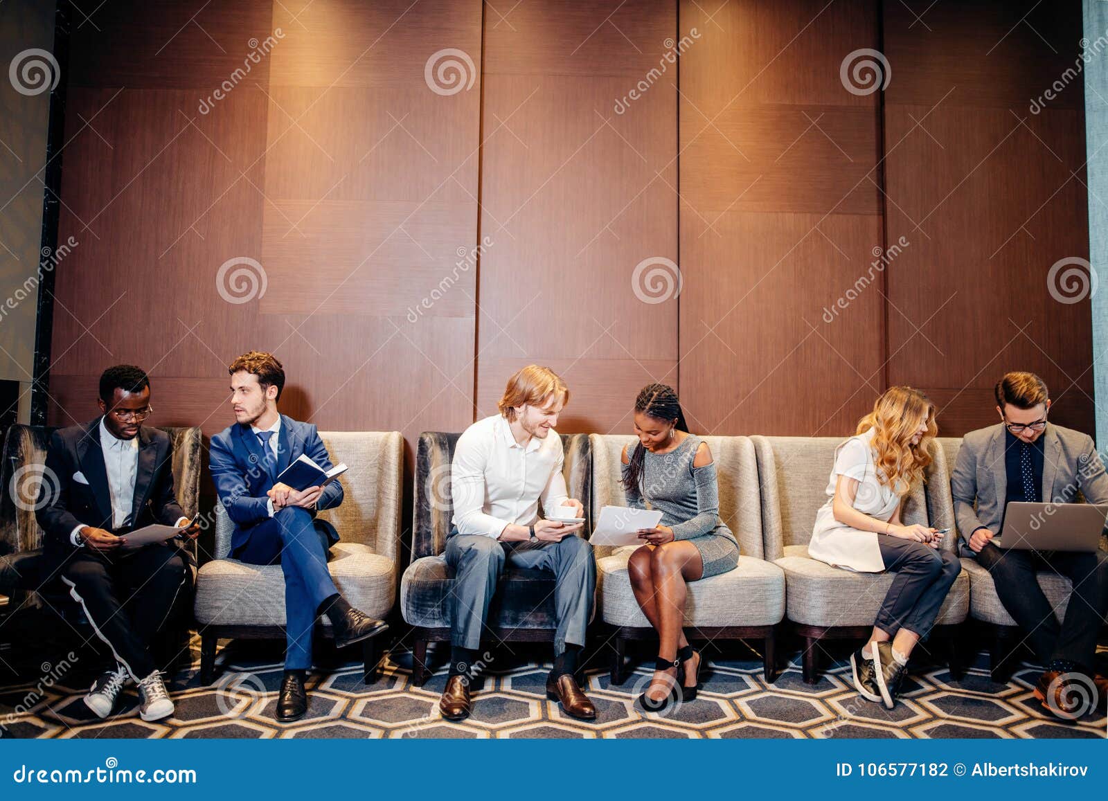 Business People Waiting for Job Interview, Talking Stock Photo - Image ...