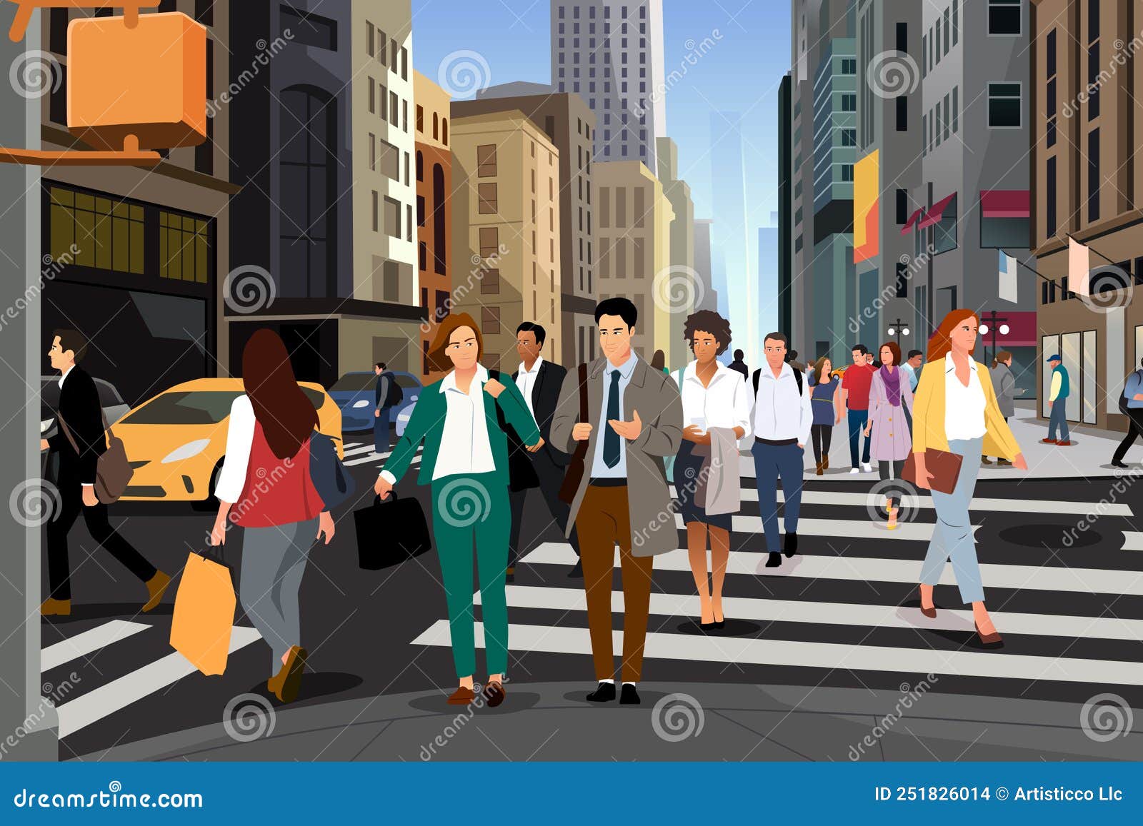 Business People Walking in the City Going To Work Vector Illustration ...