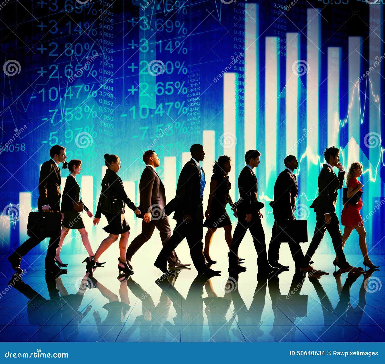 Business People Walking Financial Figures Concept Stock Photo - Image ...
