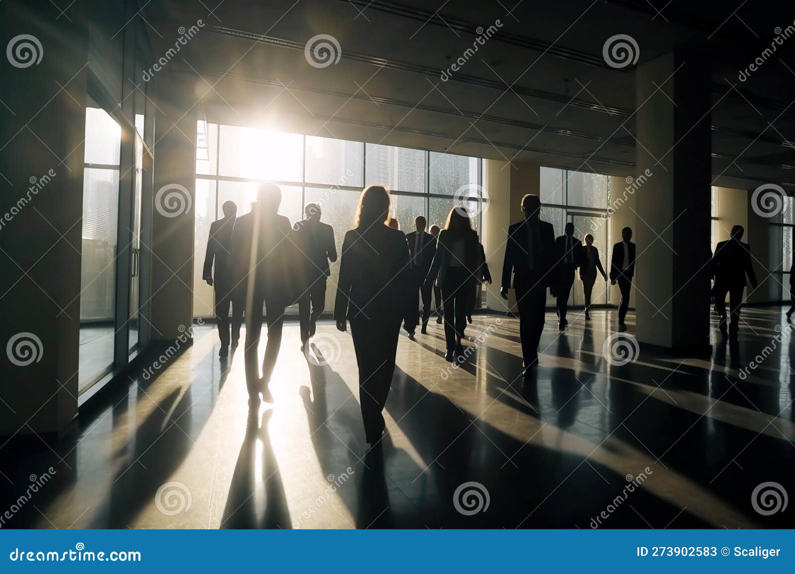 Business People Walking In Modern Office Building Crowd Of Corporate