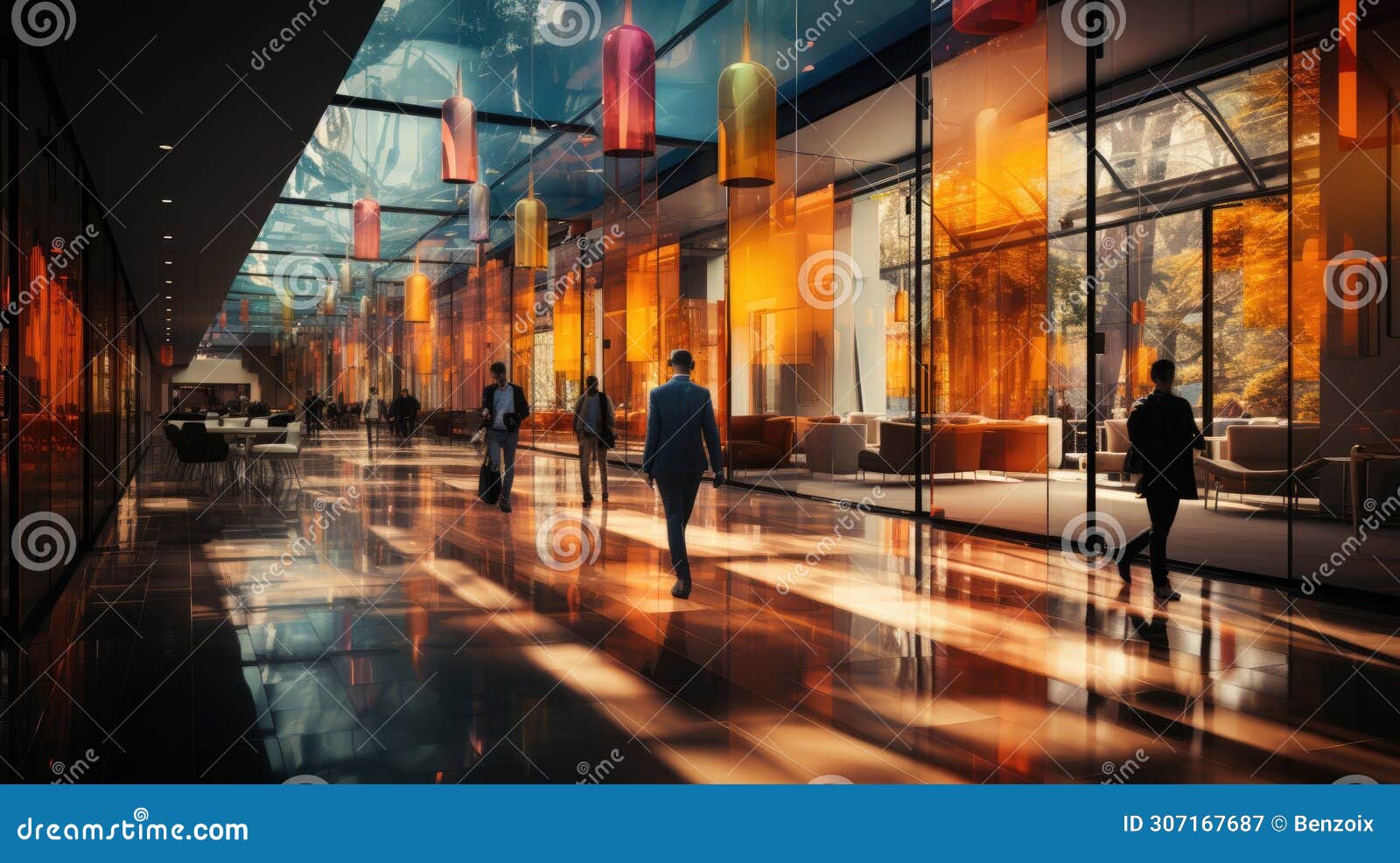 Business People Walking on a Modern Walkway. Stock Image - Image of ...