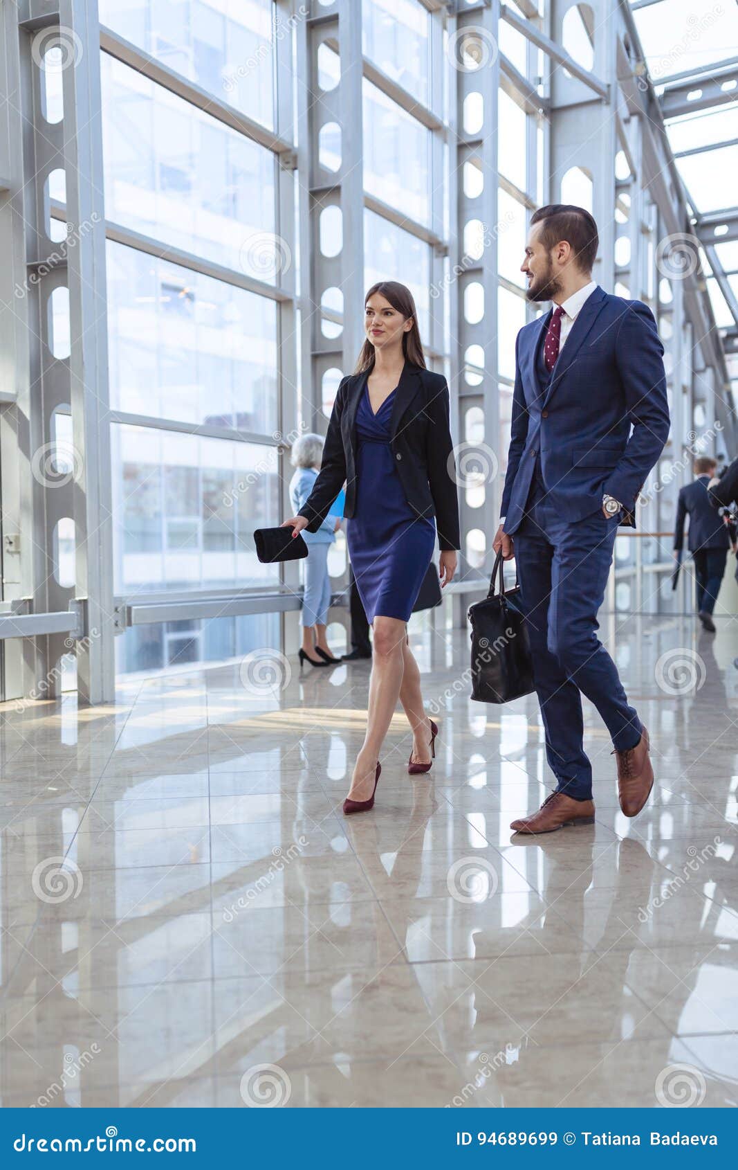 Business People Walking in Office Corridor Stock Image - Image of ...