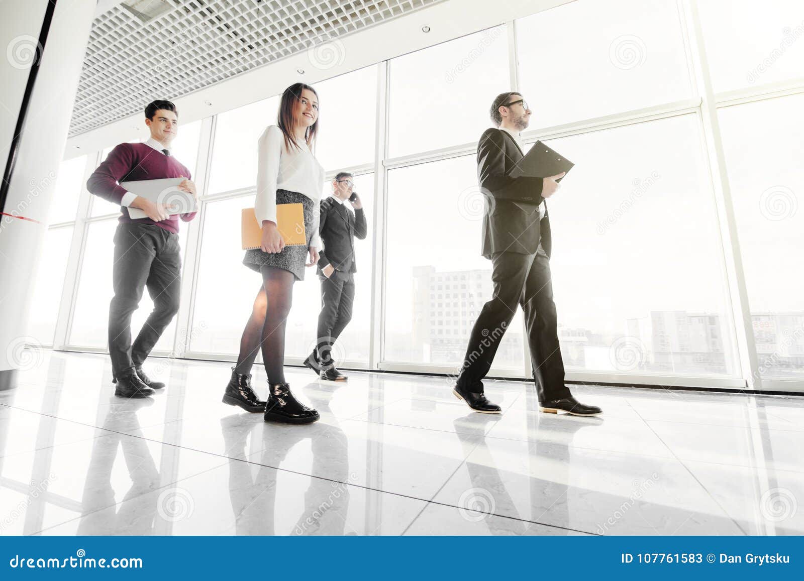 Business People Walking in the Office Corridor. Walk Team. Stock Image ...