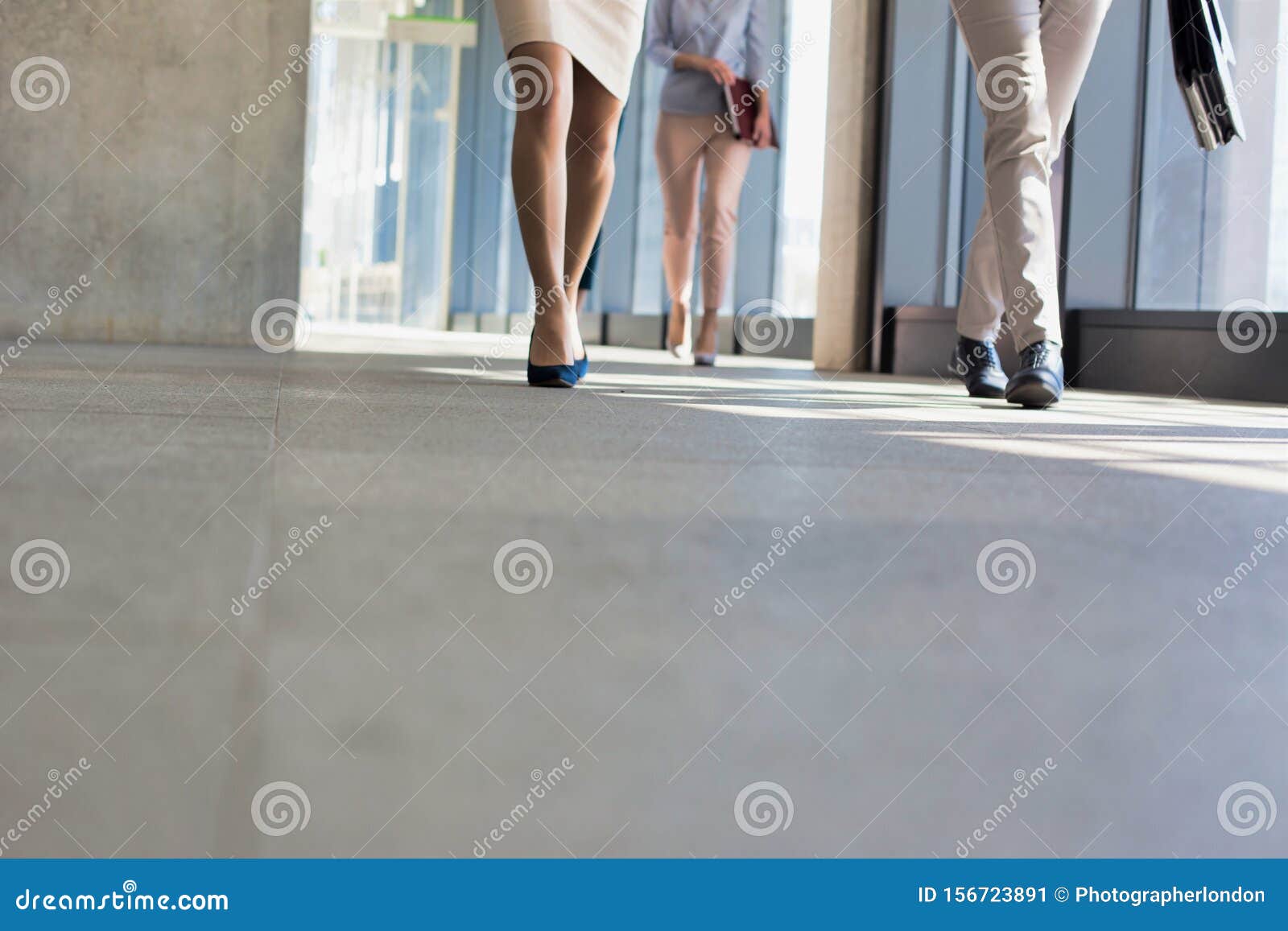 Business People Walking in Office Hall Stock Image - Image of working ...
