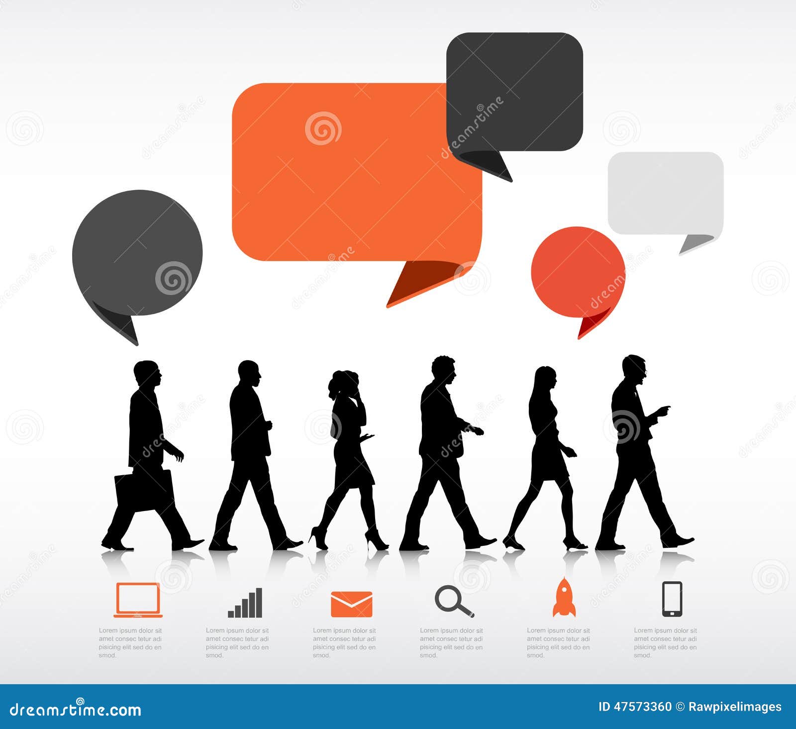 Business People Walking Speech Bubble Communication Digital Concept ...