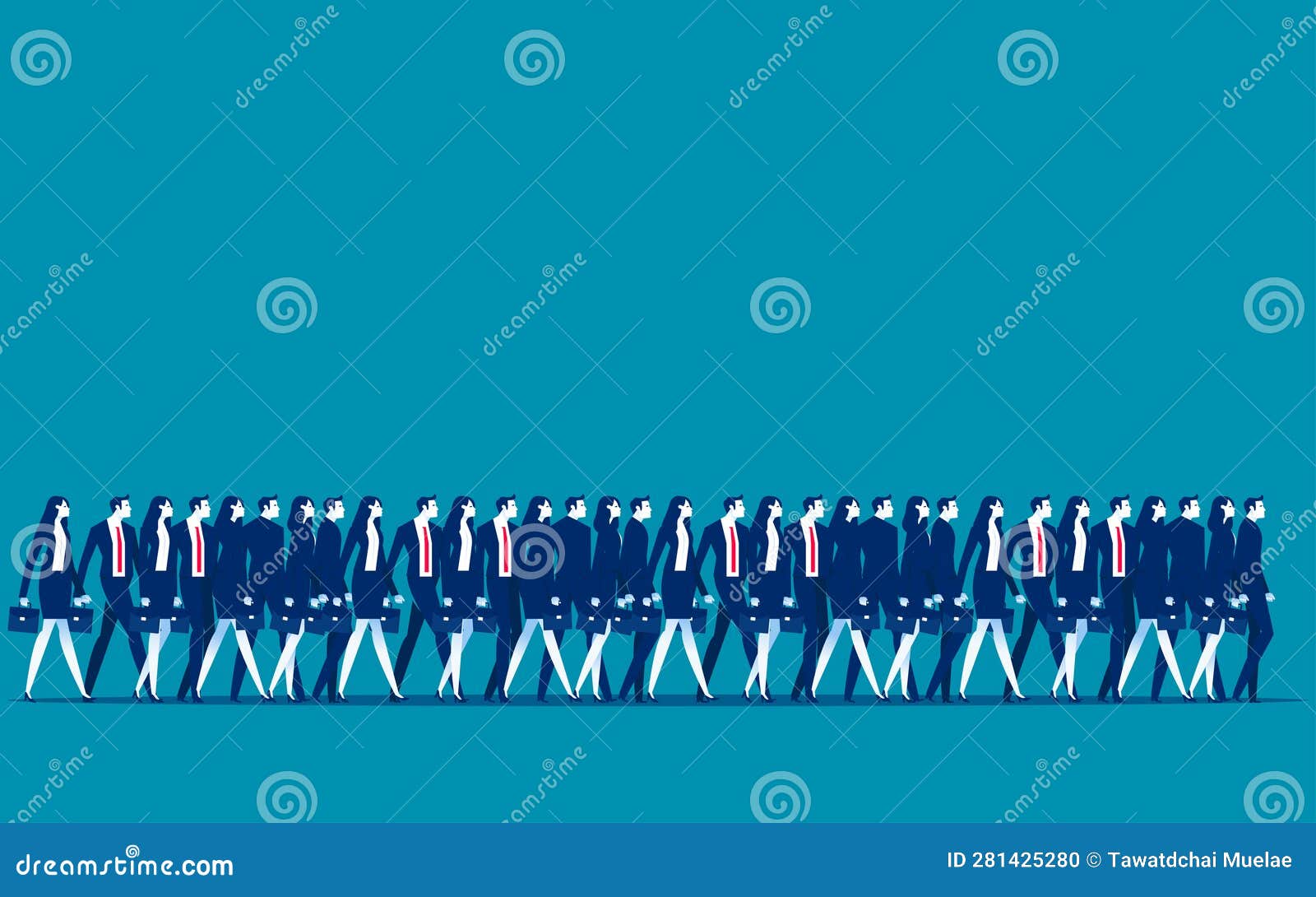 Business People Walking Together in the Same Direction. Vector ...