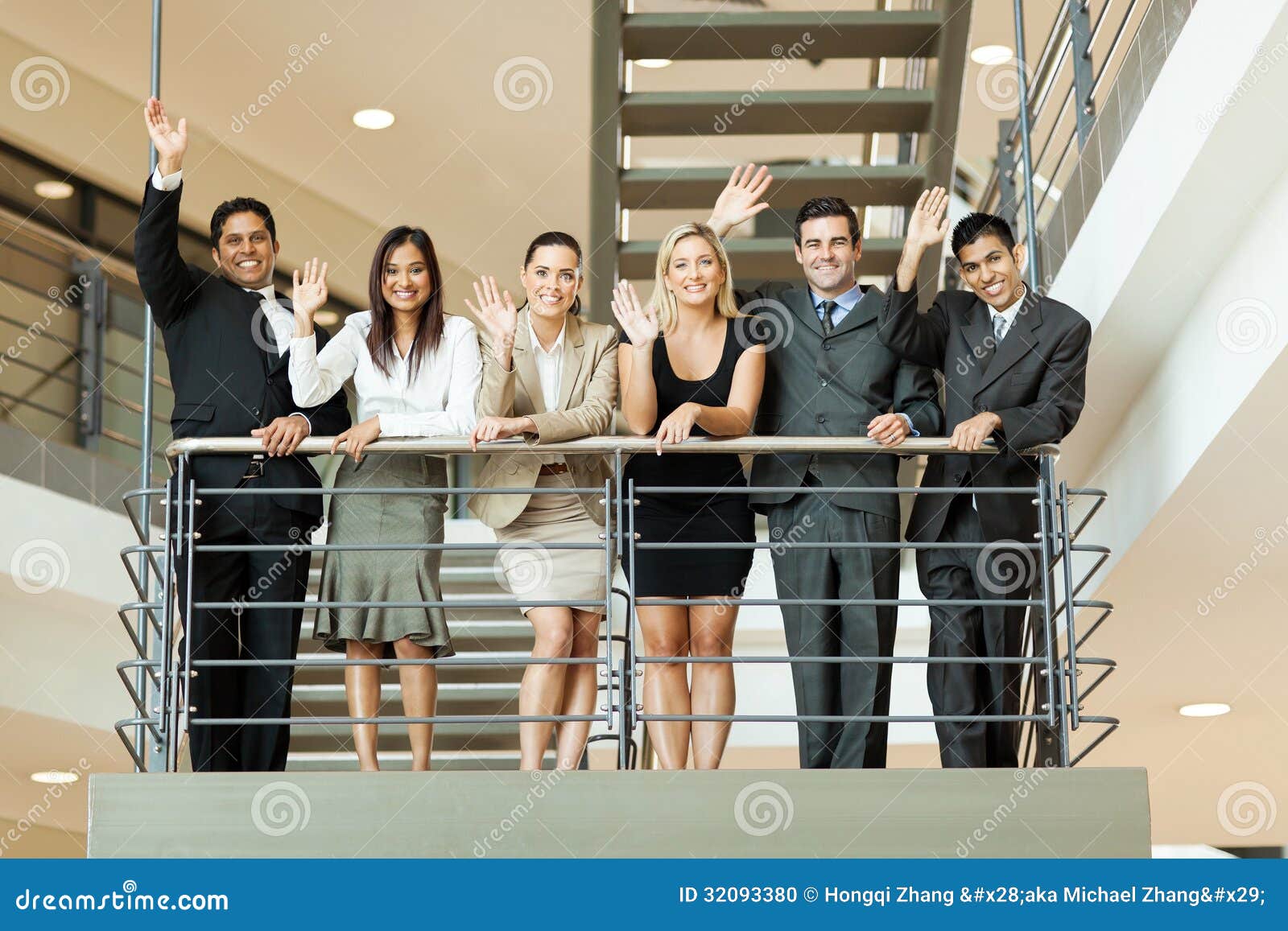 Business people waving stock photo. Image of employment - 32093380