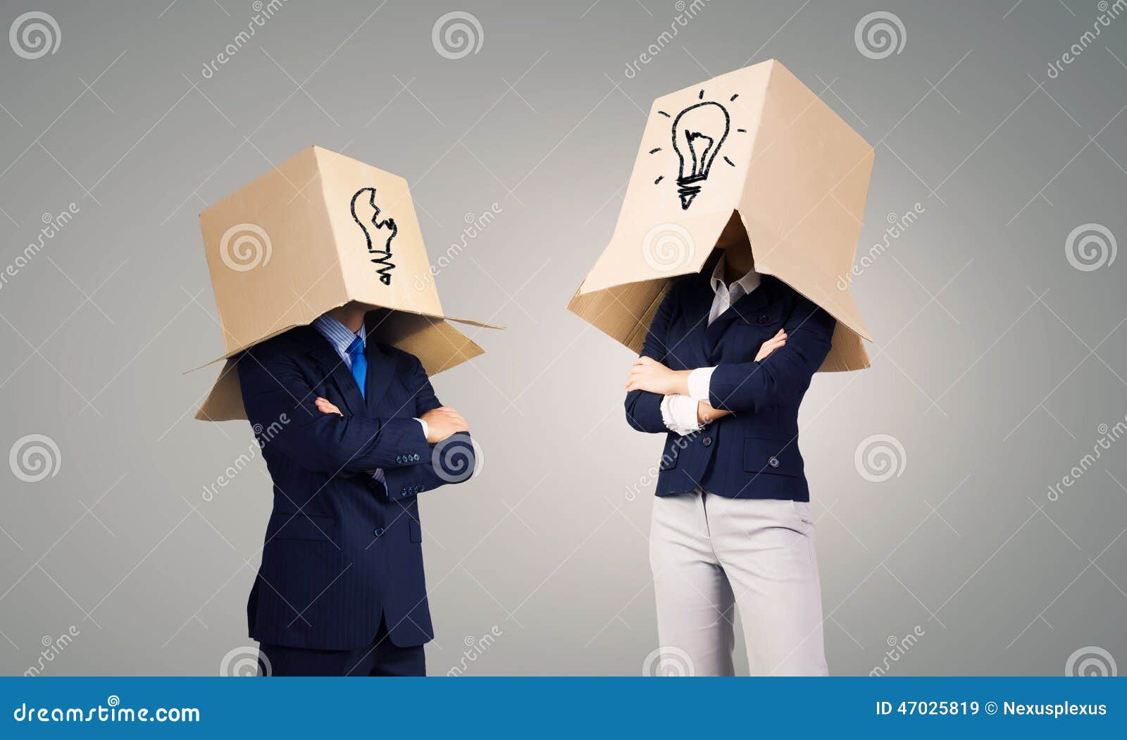 Business People Wearing Boxes Stock Image - Image of carton, face: 47025819