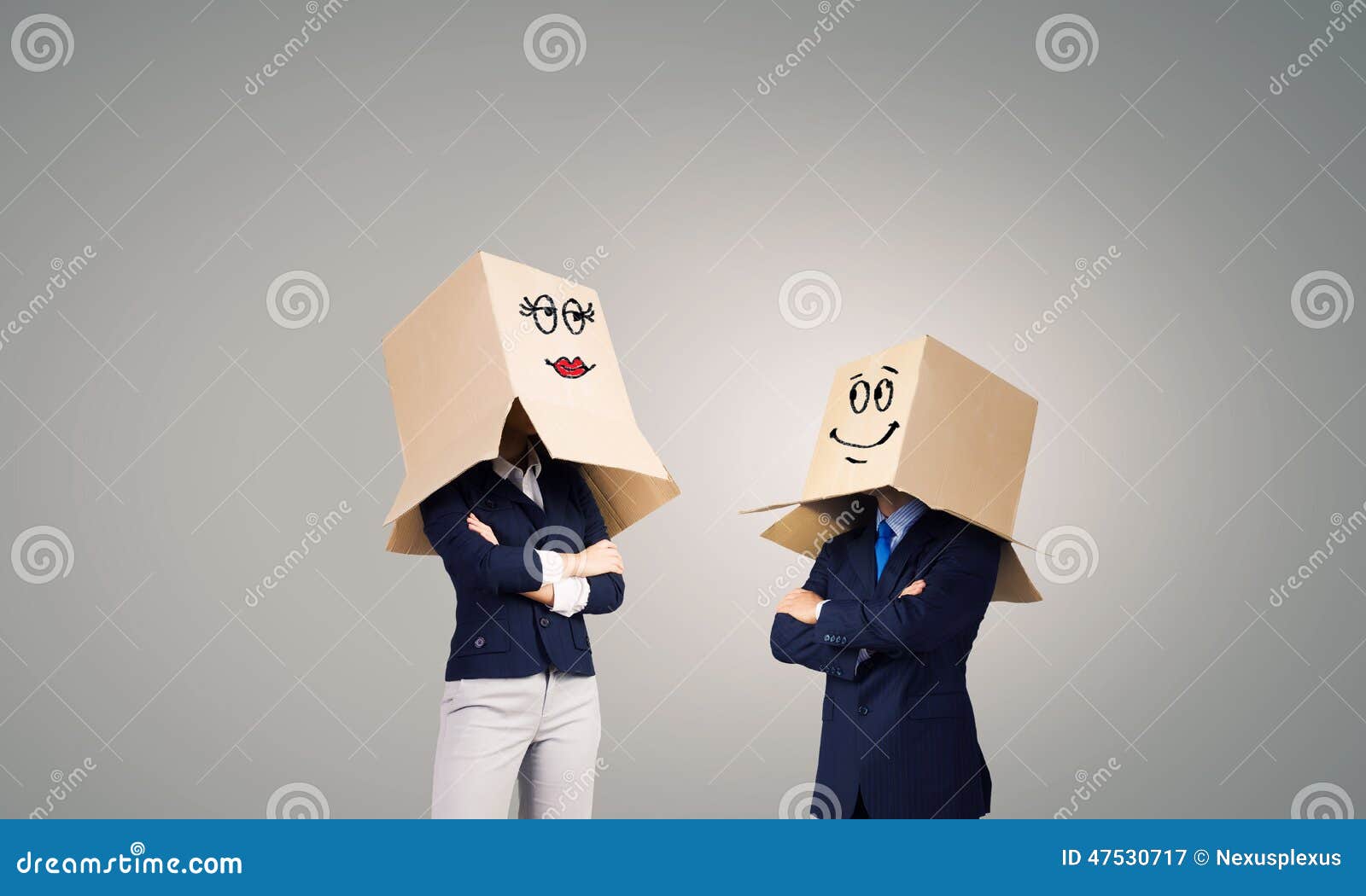Business People Wearing Boxes Stock Image - Image of idea, card: 47530717