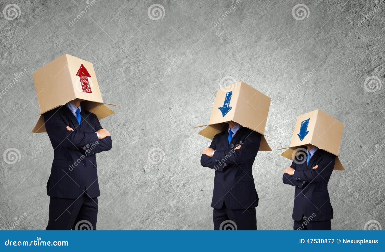 Business People Wearing Boxes Stock Photo - Image of confusion, mask ...