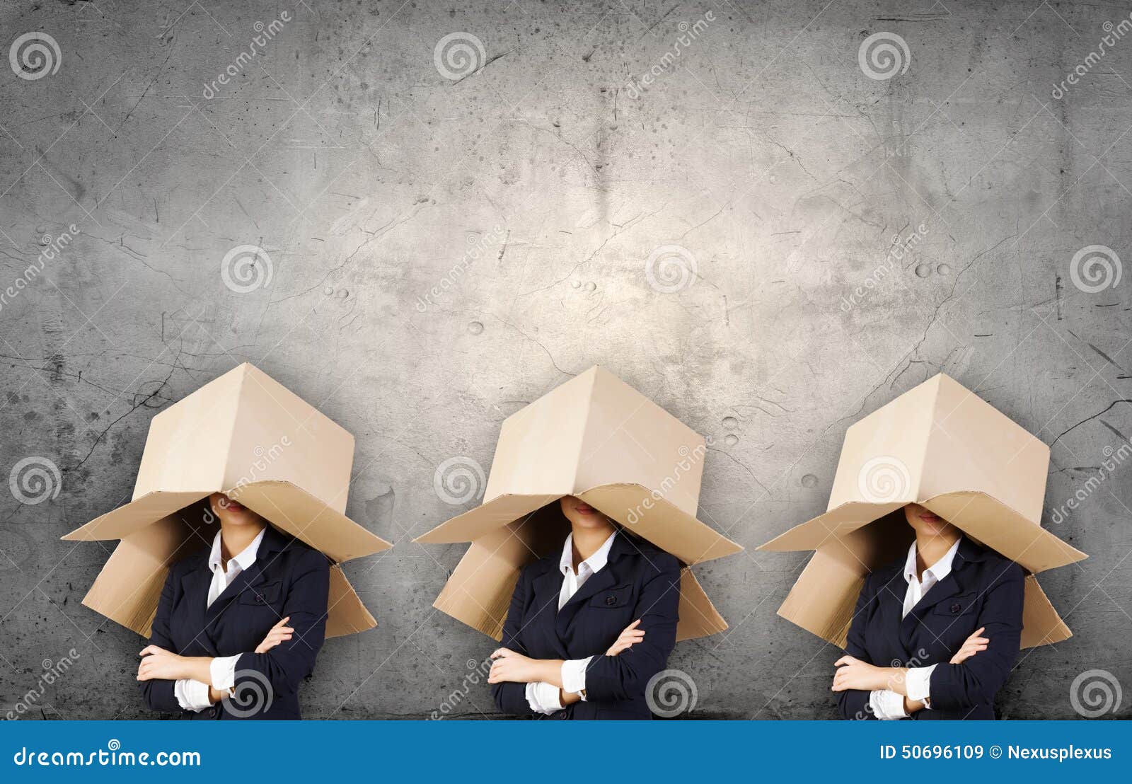 Business People Wearing Boxes Stock Image - Image of head, carton: 50696109