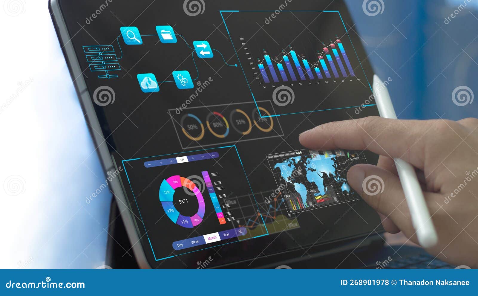 Business People Work in Business Analytics and Data Management Systems ...