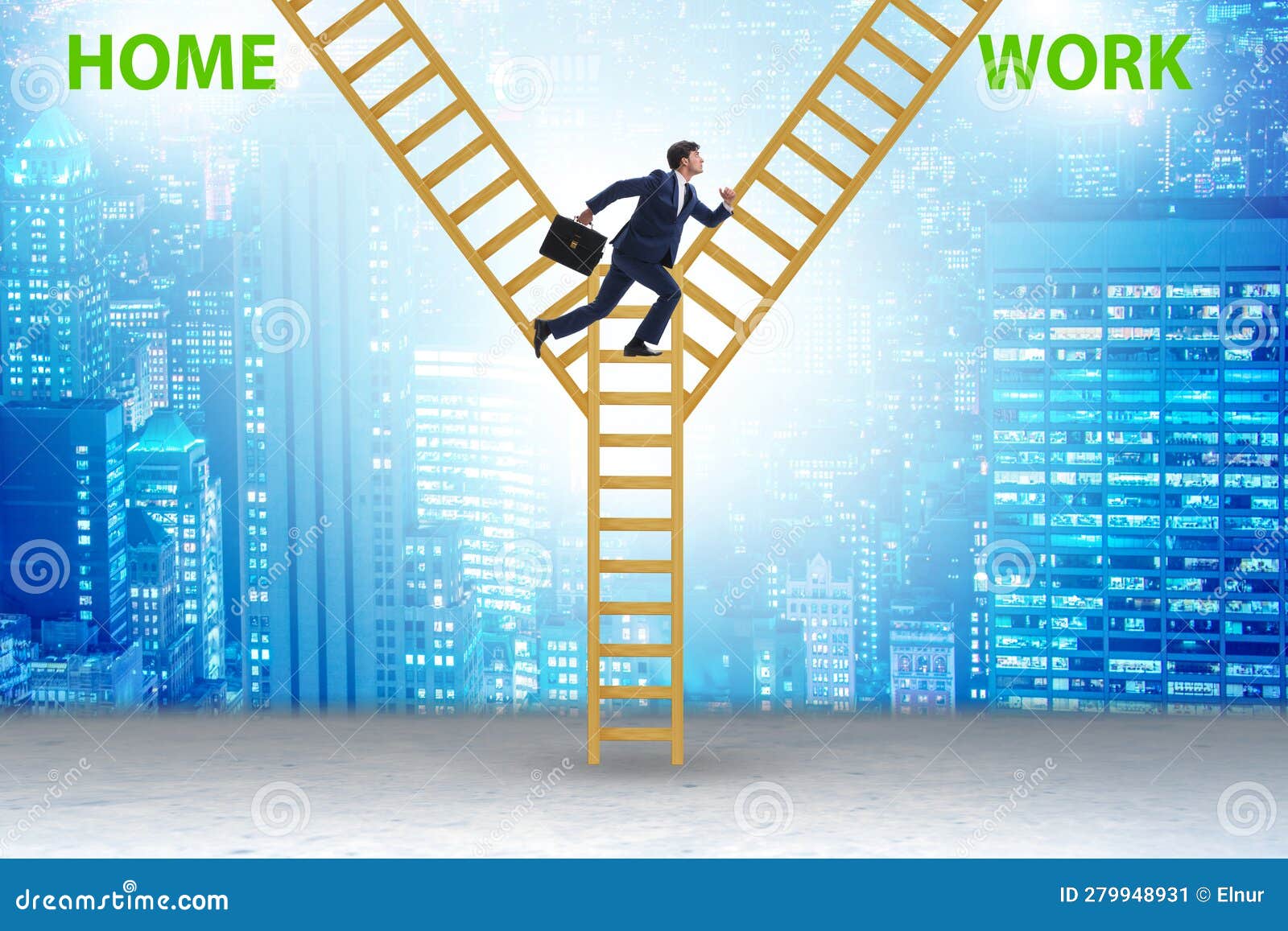 Business People in Work Home Balance Concept Stock Image - Image of ...